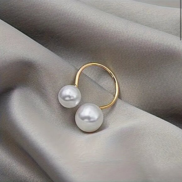 Private Label | Jewelry | New 8k Gold Plated Double Pearl Ring Os ...